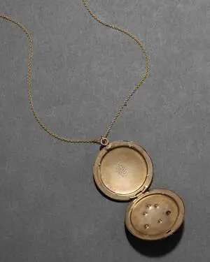 Alexis Bittar Antique Early 1900s 14k Fill & Paste Crystal Fleur De Lis Locket Pendant Necklace