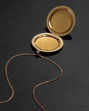 Alexis Bittar Antique 14k Fill Hand-etched Locket Pendant Necklace