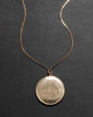 Alexis Bittar Antique 14k Fill Hand-etched Locket Pendant Necklace