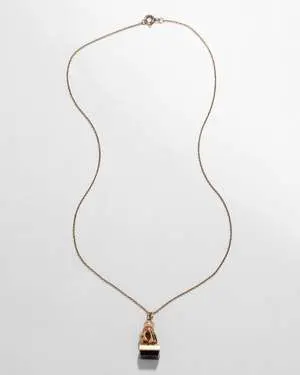 Alexis Bittar Victorian 9k And Onyx Intaglio Watch Fob Pendant Necklace - Gold