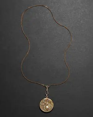Alexis Bittar Antique Victorian 14k Fill Crystal Locket Pendant Necklace - Gold