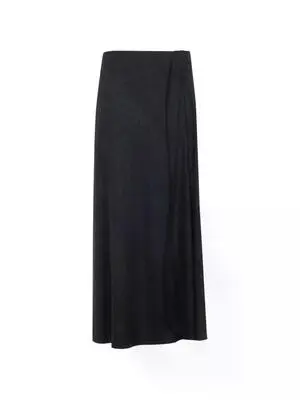 Giorgio Armani Draped Wool Maxi Skirt - Grey
