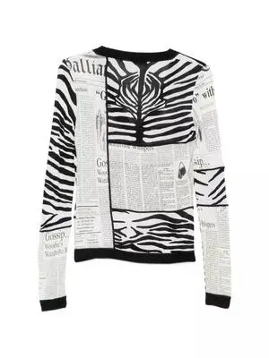 John Galliano 2000s Tiger-print Newspaper-print Sweater