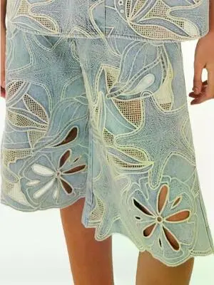 Farm Rio Denim Sea Desire Embroidered Bermuda Shorts - Blue