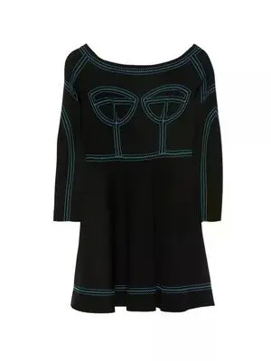 Jeremy Scott Contrast-stitch Long-sleeve A-line Dress