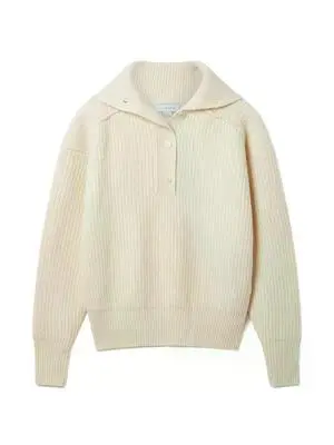 Stella McCartney Ribbed Knit Spread Collar Sweater - Neutrals