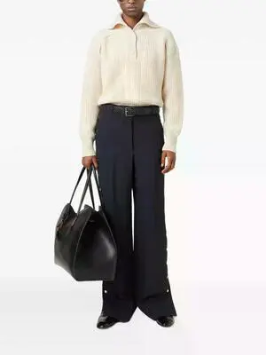 Stella McCartney Ribbed Knit Spread Collar Sweater - Neutrals