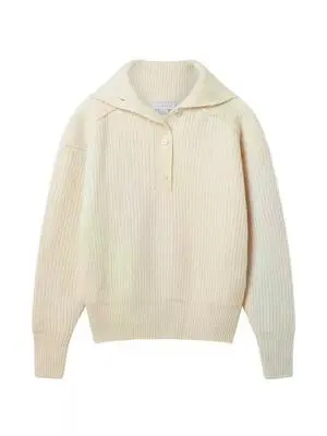 Stella McCartney Ribbed Knit Spread Collar Sweater - Neutrals