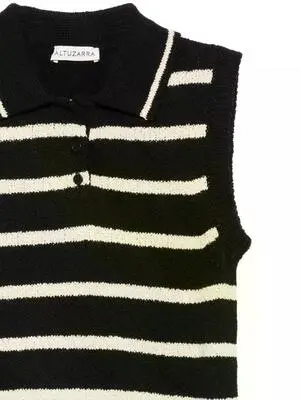 Altuzarra Striped Sleeveless Polo Top - Black