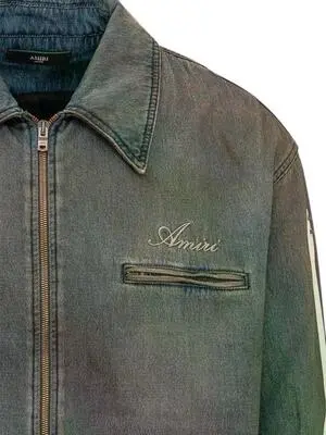 Amiri Bones Leather-patch Denim Jacket