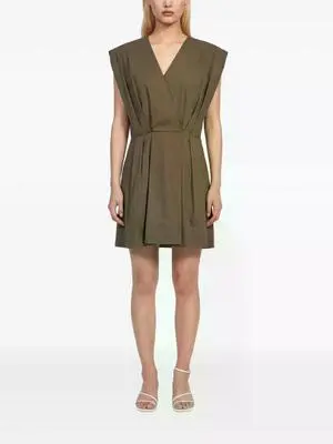Simkhai Sefi Pleated V-neck Mini Dress