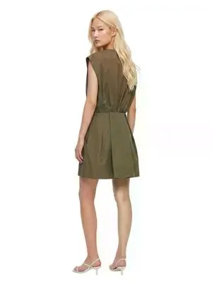 Simkhai Sefi Pleated V-neck Mini Dress