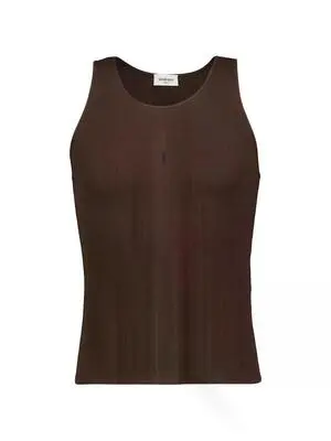 Saint Laurent Ribbed-knit Tank Top - Brown