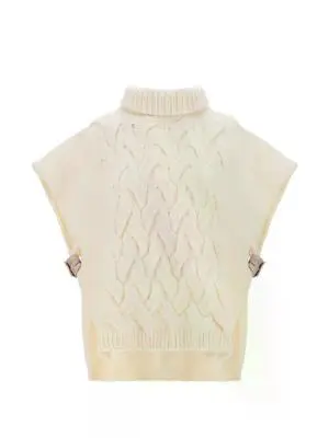 Herno Resort Cable-knit Turtleneck Cape - White