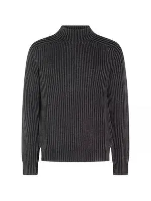 04651 / A TRIP IN A BAG Ribbed-knit Mock-neck Sweater - Black
