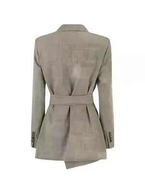 Max Mara Check-pattern Belted Jacket