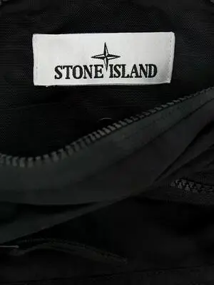 Stone Island Logo Patch Cross Body Messenger Bag - Black