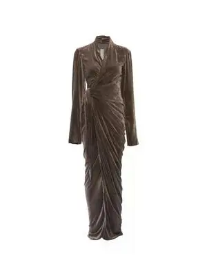 Rick Owens Draped Velvet Maxi Dress - Grey