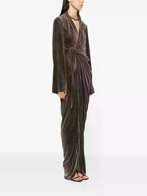 Rick Owens Draped Velvet Maxi Dress - Grey