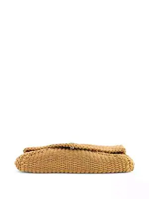 Saint Laurent Cassandre Envelope Raffia Clutch Bag - Brown