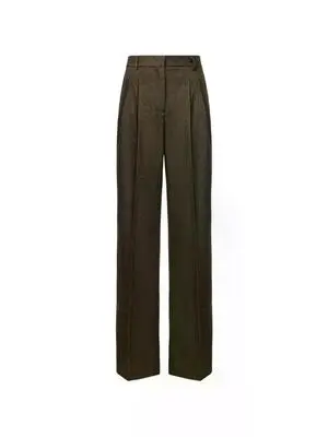 Andamane Pleated Tailored Trousers - Brown