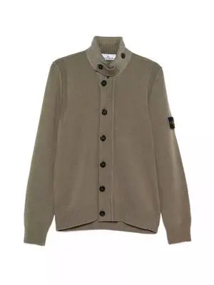 Stone Island Logo Patch Button-up Cardigan - Green