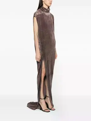 Rick Owens High-neck Side-slit Maxi Dress - Green