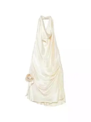 Arcina Ori Rosa Draped Halterneck Mini Dress - Neutrals