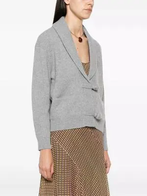 FORTE_FORTE Ribbed-knit Shawl-collar Cardigan