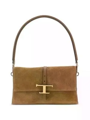 TOD'S T Timeless Suede Shoulder Bag - Brown