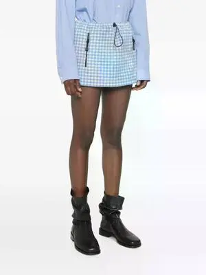 Miu Miu Vichy Gingham Drawstring-waist Fleece Mini Skirt