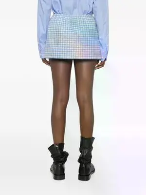 Miu Miu Vichy Gingham Drawstring-waist Fleece Mini Skirt