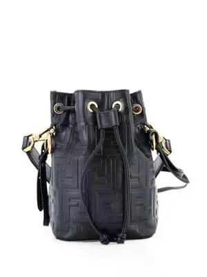 Fendi Mon Tresor Zucca Embossed Leather Mini Bucket Bag - Black