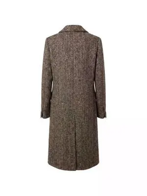 Tagliatore Herringbone-pattern Wool Coat - Brown