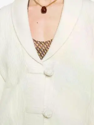 FORTE_FORTE Ribbed-knit Shawl-collar Cardigan