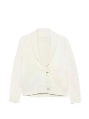 FORTE_FORTE Ribbed Knit Shawl Collar Cardigan