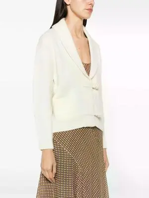 FORTE_FORTE Ribbed Knit Shawl Collar Cardigan