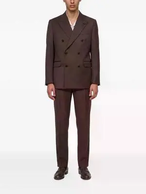 LARDINI Double-breasted Peaked-lapel Suit - Brown