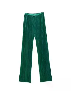 FORTE_FORTE Pleated Satin Finish Trousers - Green