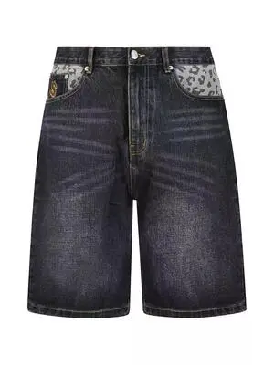 BILLIONAIRE BOYS CLUB Leopard-print Astro Denim Shorts - Black