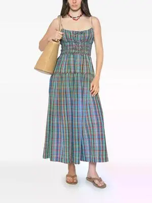 DÔEN Brielle Shirred Plaid Maxi Dress