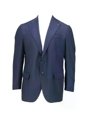 Isaia Single-breasted Notched-lapels Blazer - Blue