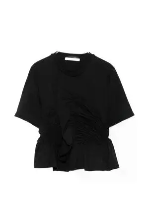 Cecilie Bahnsen Windflower-embroidered Peplum T-shirt - Black