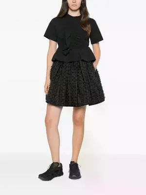 Cecilie Bahnsen Windflower Embroidered Peplum T-shirt - Black