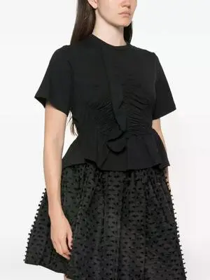 Cecilie Bahnsen Windflower Embroidered Peplum T-shirt - Black