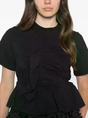 Cecilie Bahnsen Windflower Embroidered Peplum T-shirt - Black