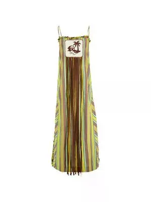 ALEMAIS Maxi Dress With Graphic Patch And Fringe Detail