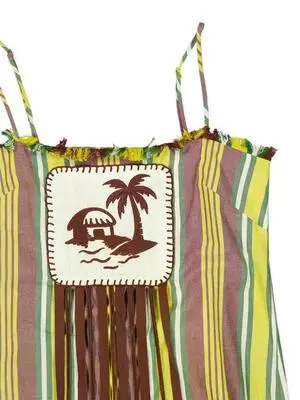 ALEMAIS Maxi Dress With Graphic Patch And Fringe Detail