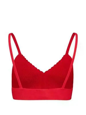 Escvdo Apple Ribbed V-neck Top