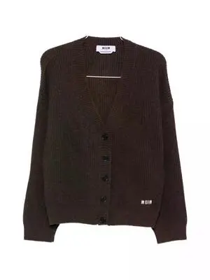 MSGM Long Sleeve V-neck Cardigan - Brown